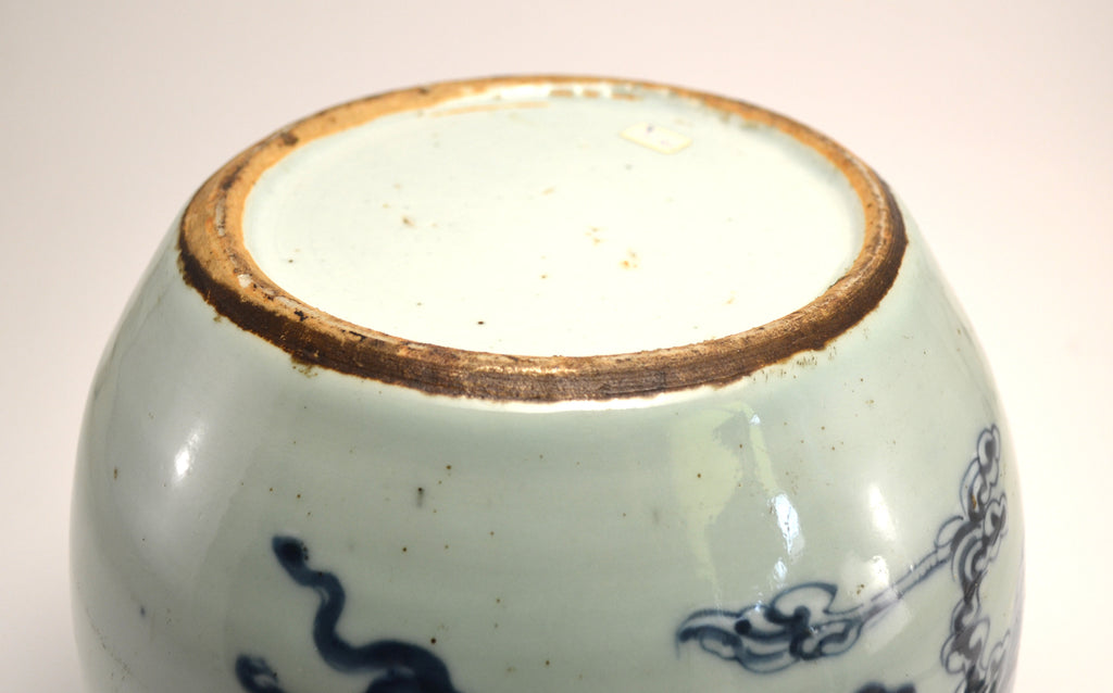 Blue & White Celadon Ginger Jar - Foo Dogs – Malka Art